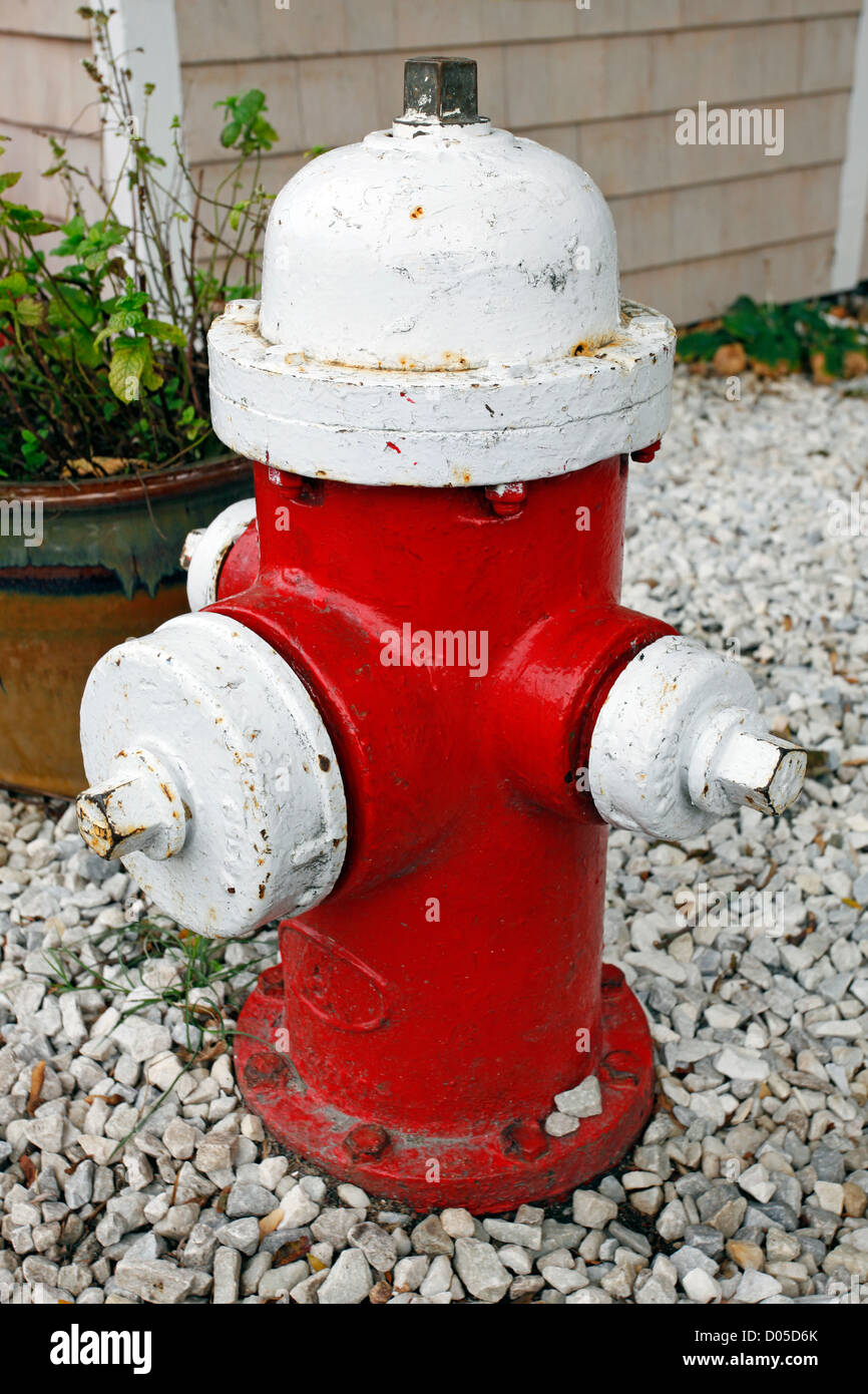 Red and white fire hydrant, Provincetown, Cape Cod, Massachusetts ...
