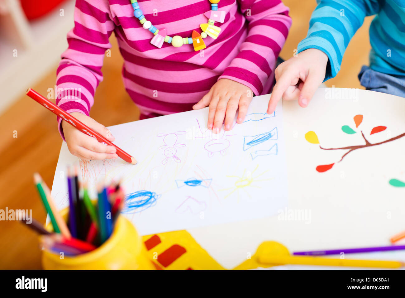Kids drawing closeup Stock Photo - Alamy