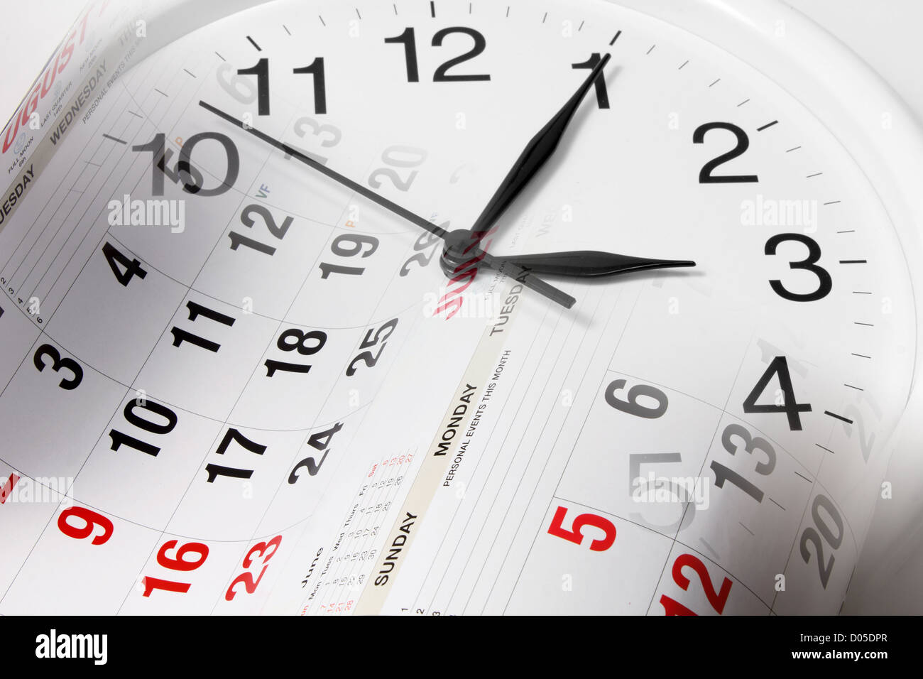 Calendar Pages and Clock Stock Photo - Alamy