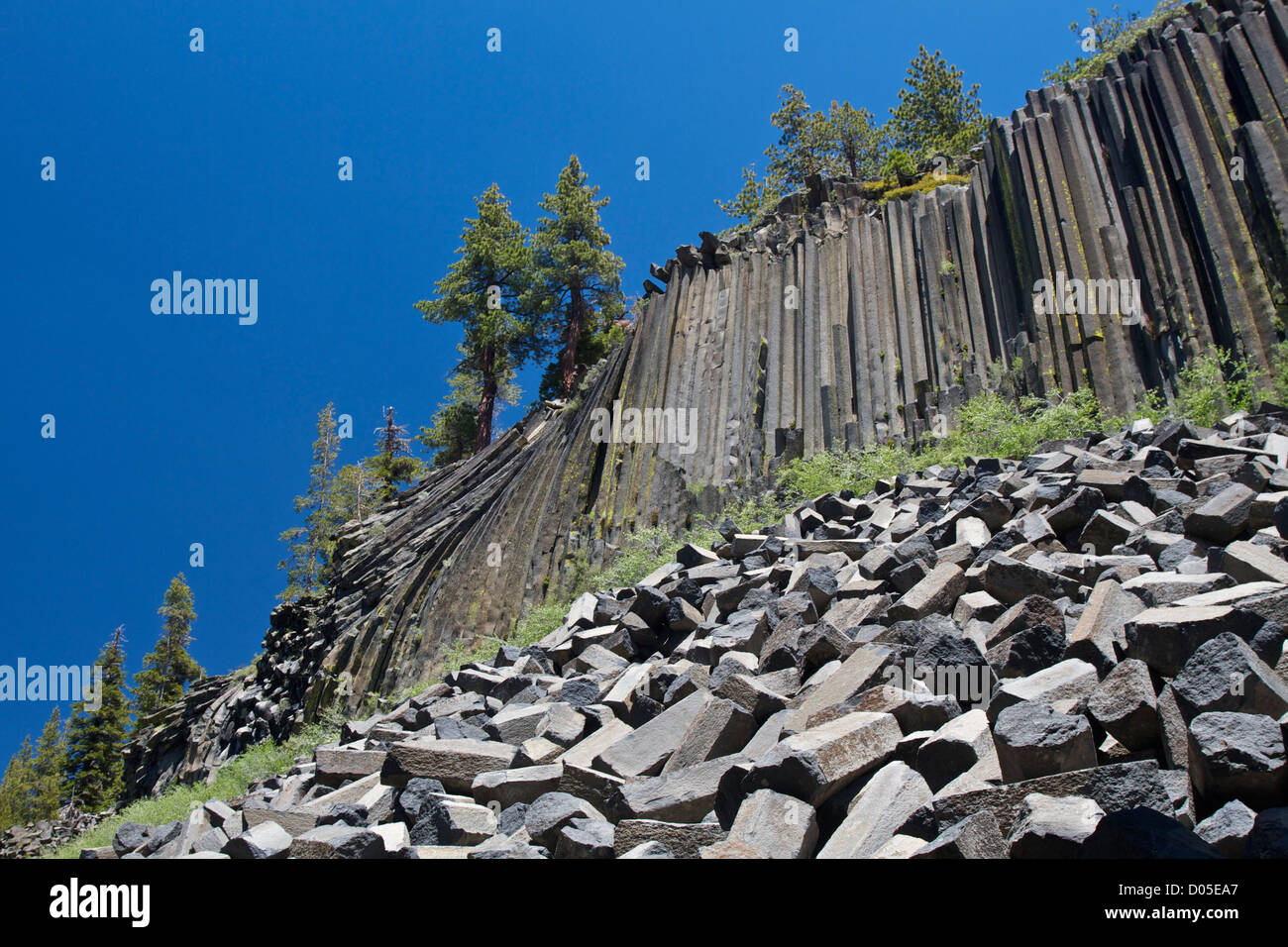 View of rock formations at Devils Postpile National Monument, near ...
