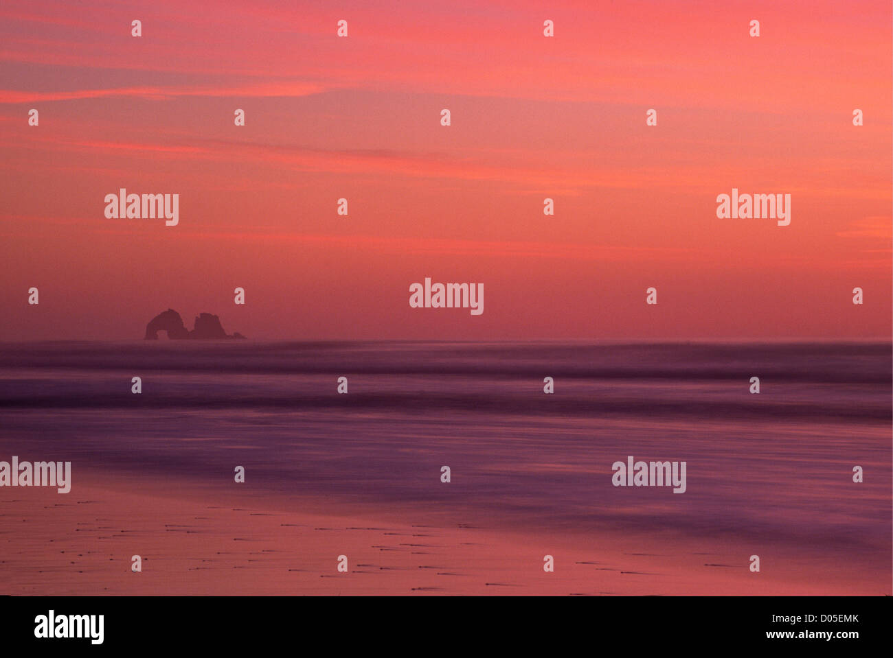 Twin Rock and Rockaway Beach at sunset, Oregon coast Stock Photo - Alamy