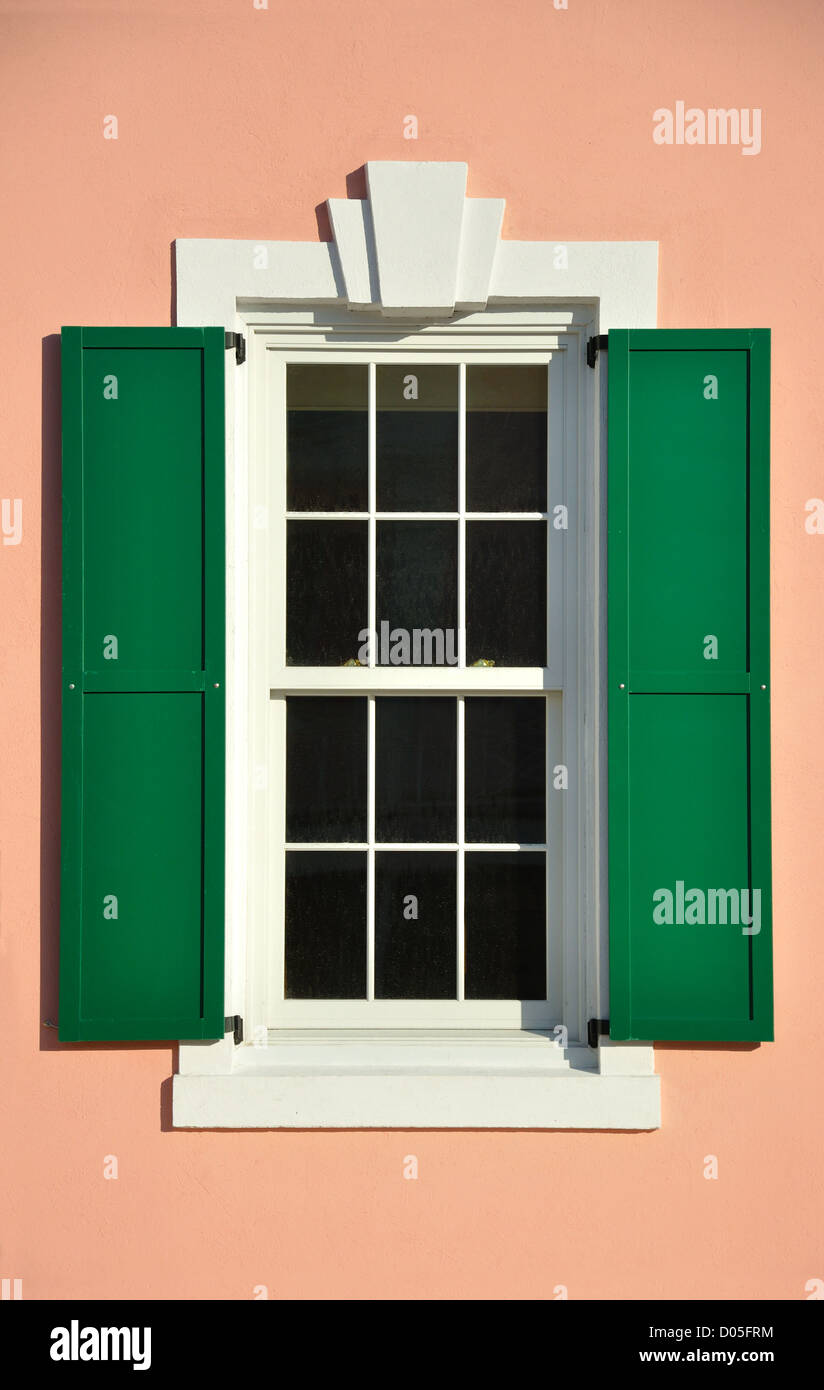 Window with green shutters Stock Photo - Alamy
