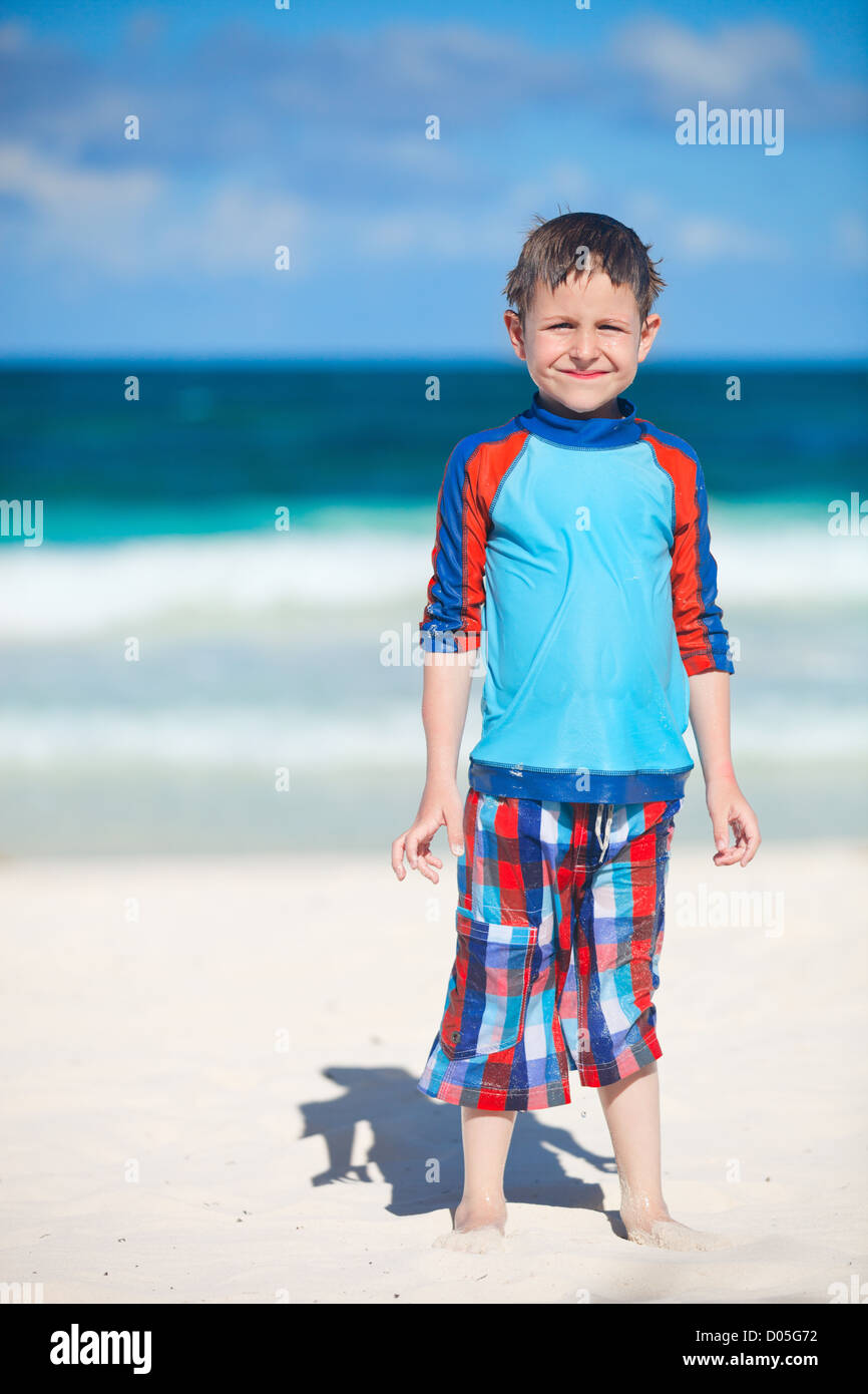 Little boy at beach Stock Photo - Alamy
