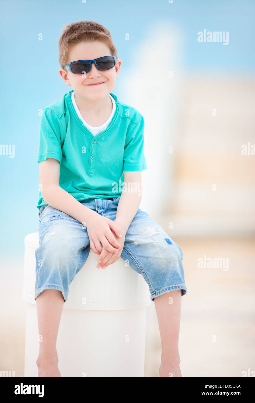 Happy boy portrait outdoors Stock Photo - Alamy