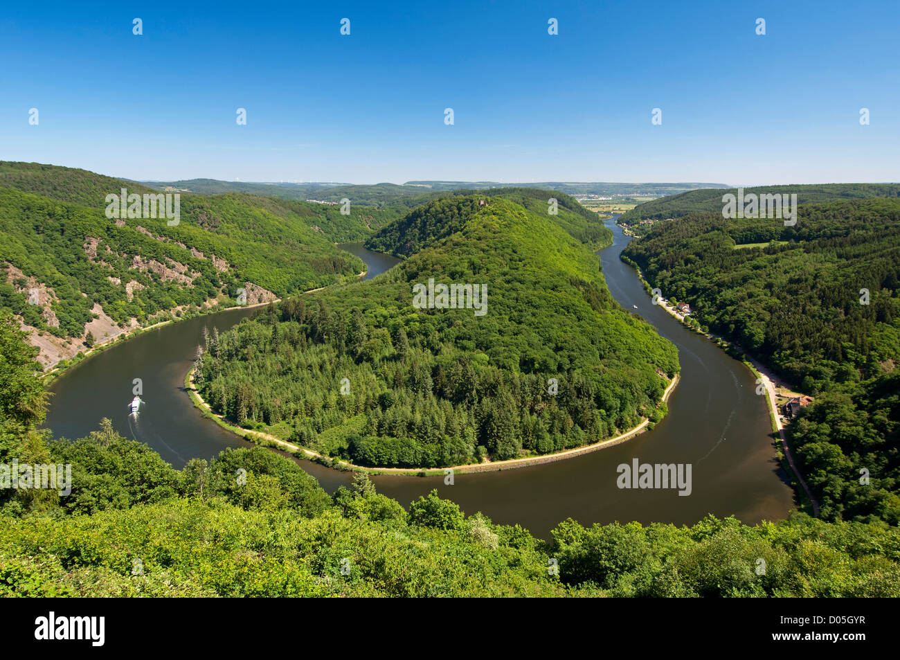 Saarschleife, loop of the Saar river, near Mettlach, Saarland, Germany ...