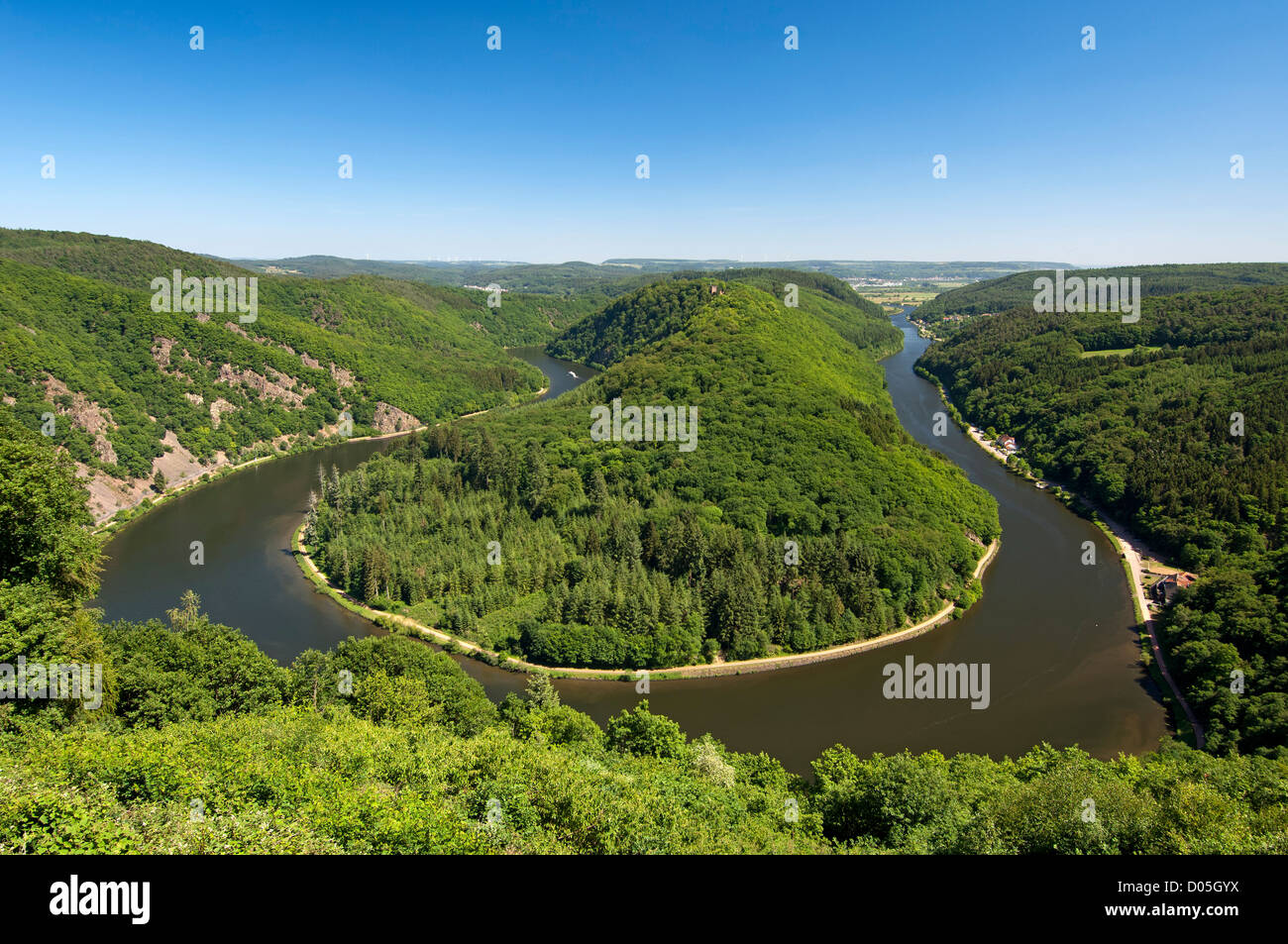 Saarschleife, loop of the Saar river, near Mettlach, Saarland, Germany ...