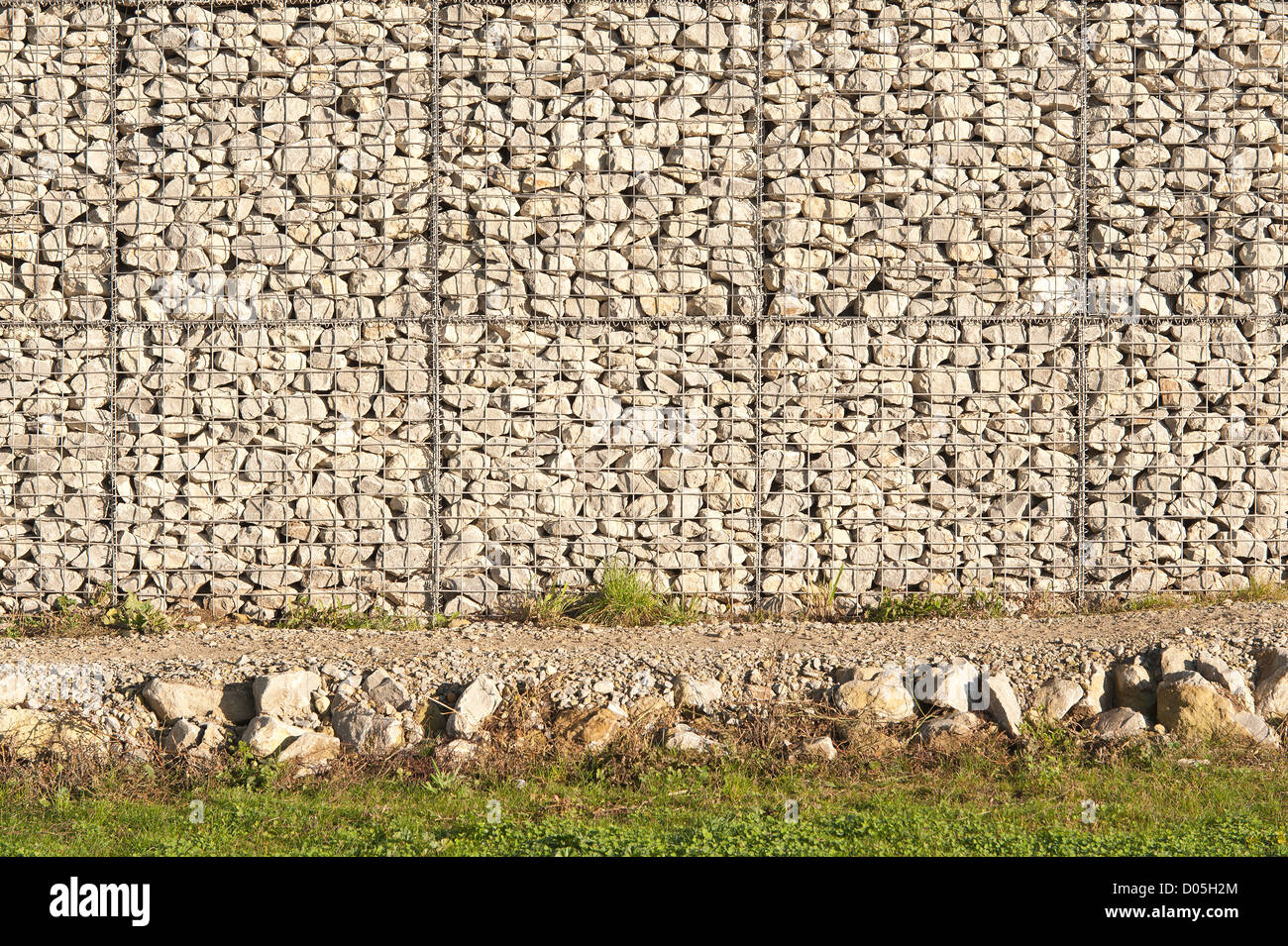 Caged rock riprap in stainless steel frames used as a structural ...