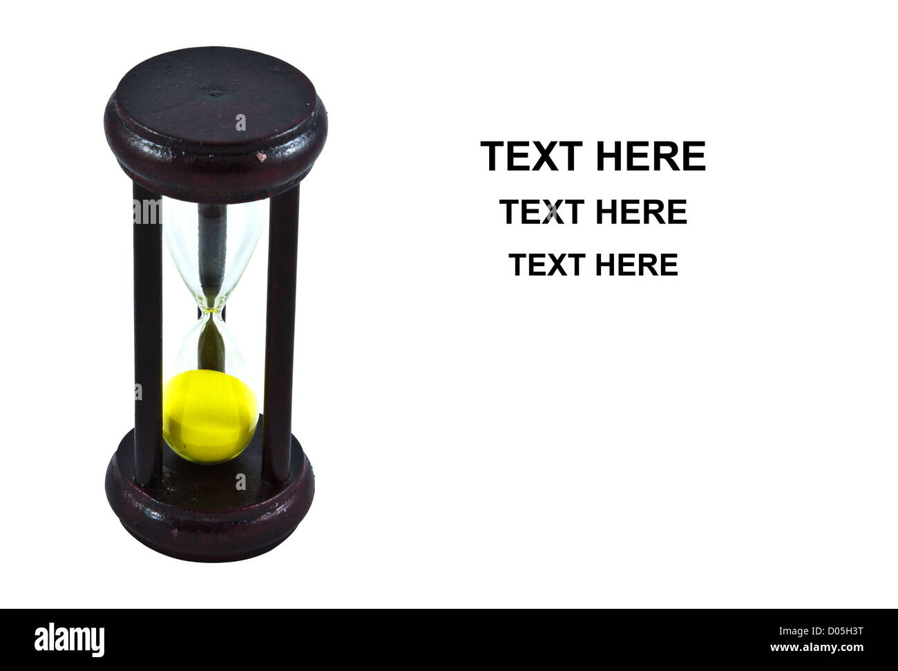 Yellow sand in wood sandglass on the isolated background Stock Photo ...