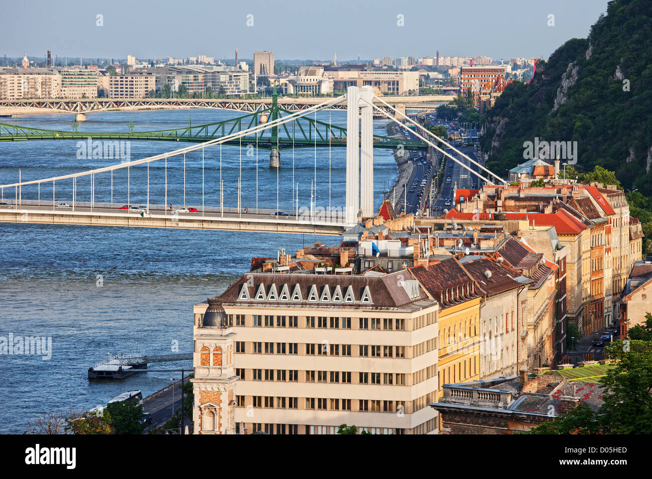 Scenic Budapest city in Hungary with bridges over Danube river and ...