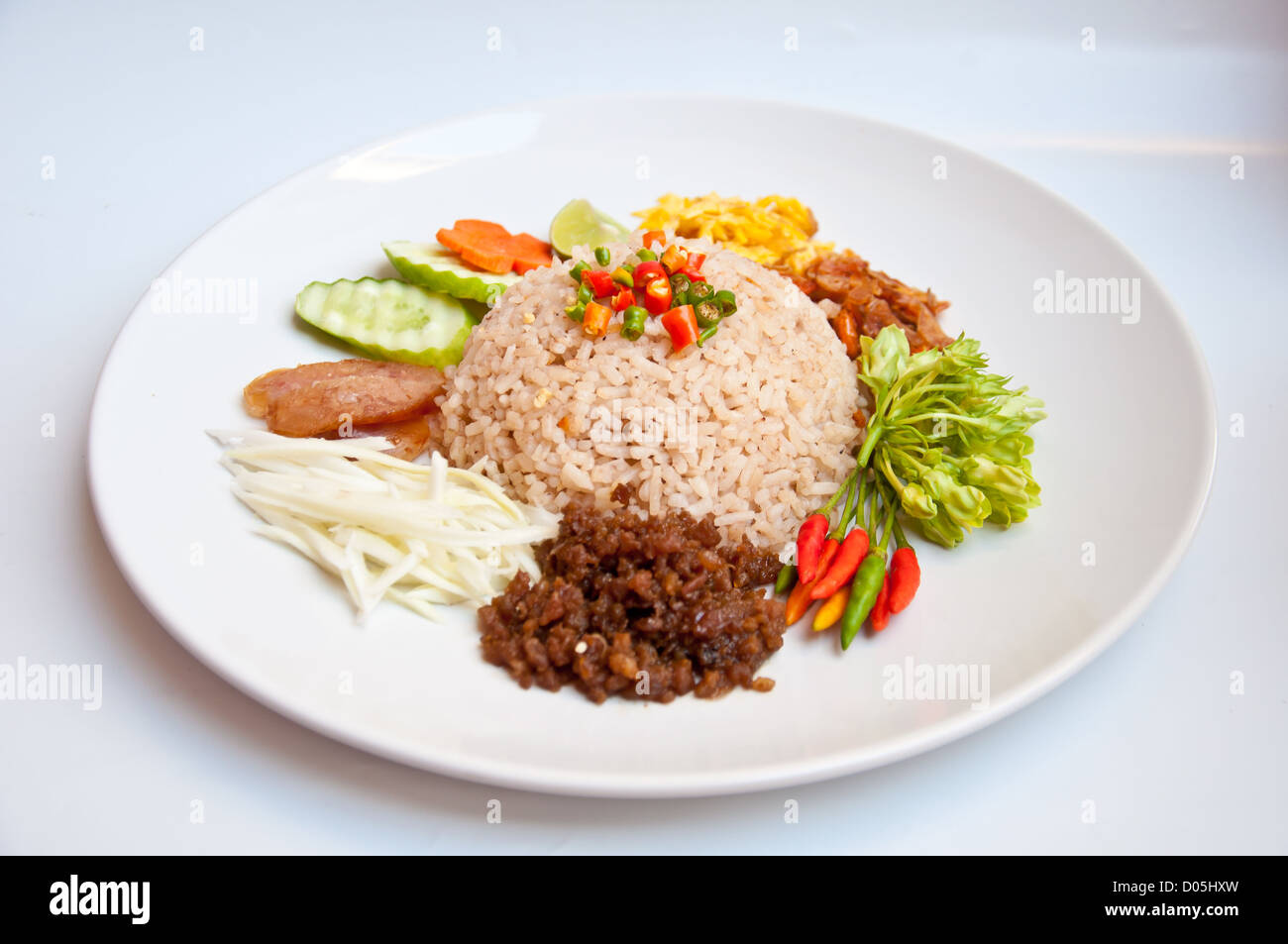 delicious Thai food call KHAO KLOOK KAPI from mixed ingredient chili ...