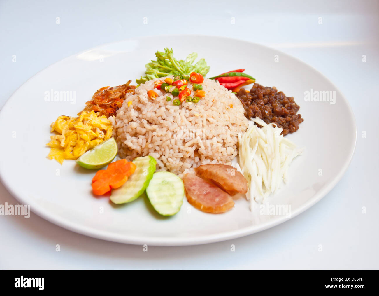 Delicious Thai food call KHAO KLOOK KAPI from mixed ingredient chili ...