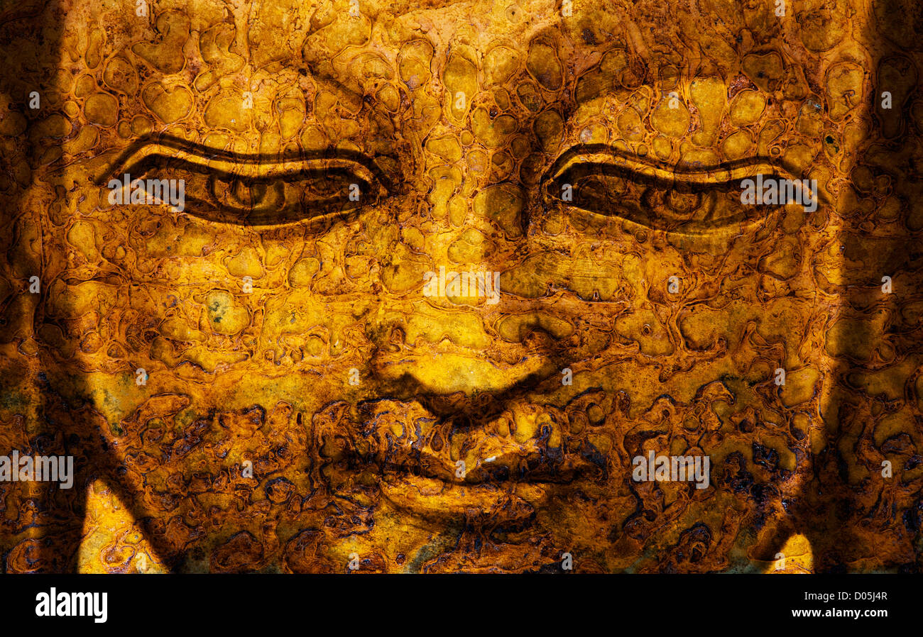 Buddha statue and texture montage Stock Photo - Alamy