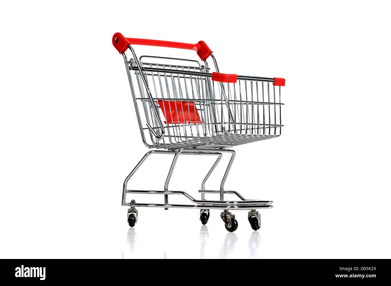 Red shopping cart isolated in white Stock Photo - Alamy