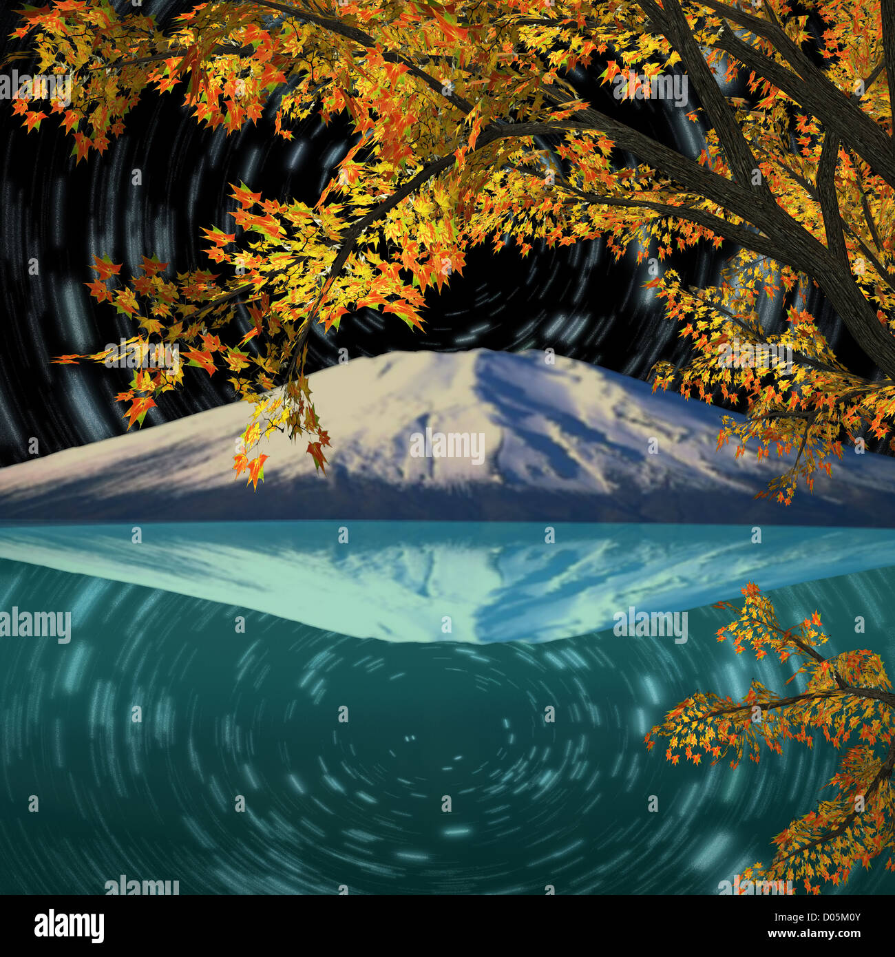 Night view of Mount Fuji in Fall Stock Photo - Alamy