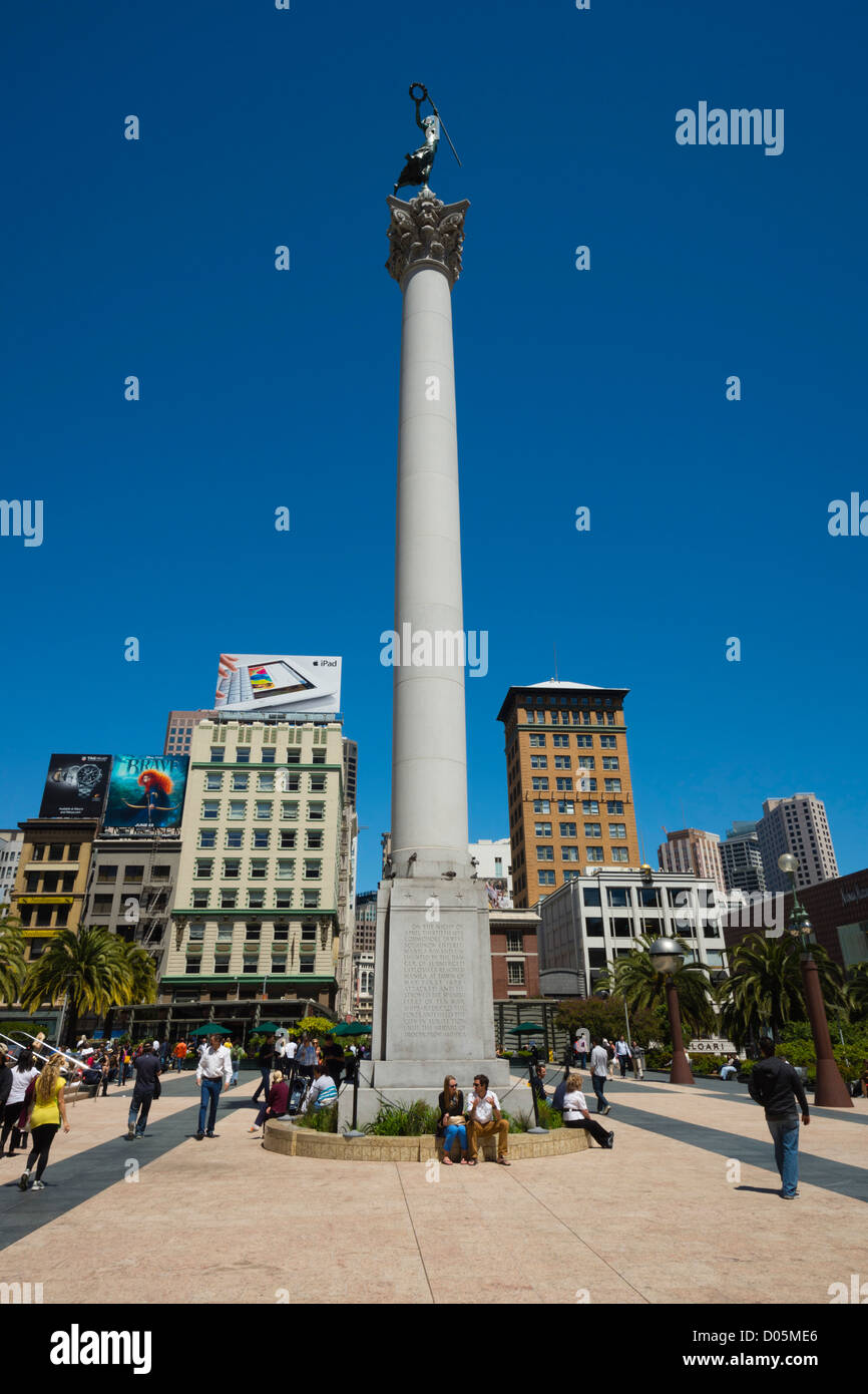 San Francisco - Union Square public park, Victory column centre Stock ...