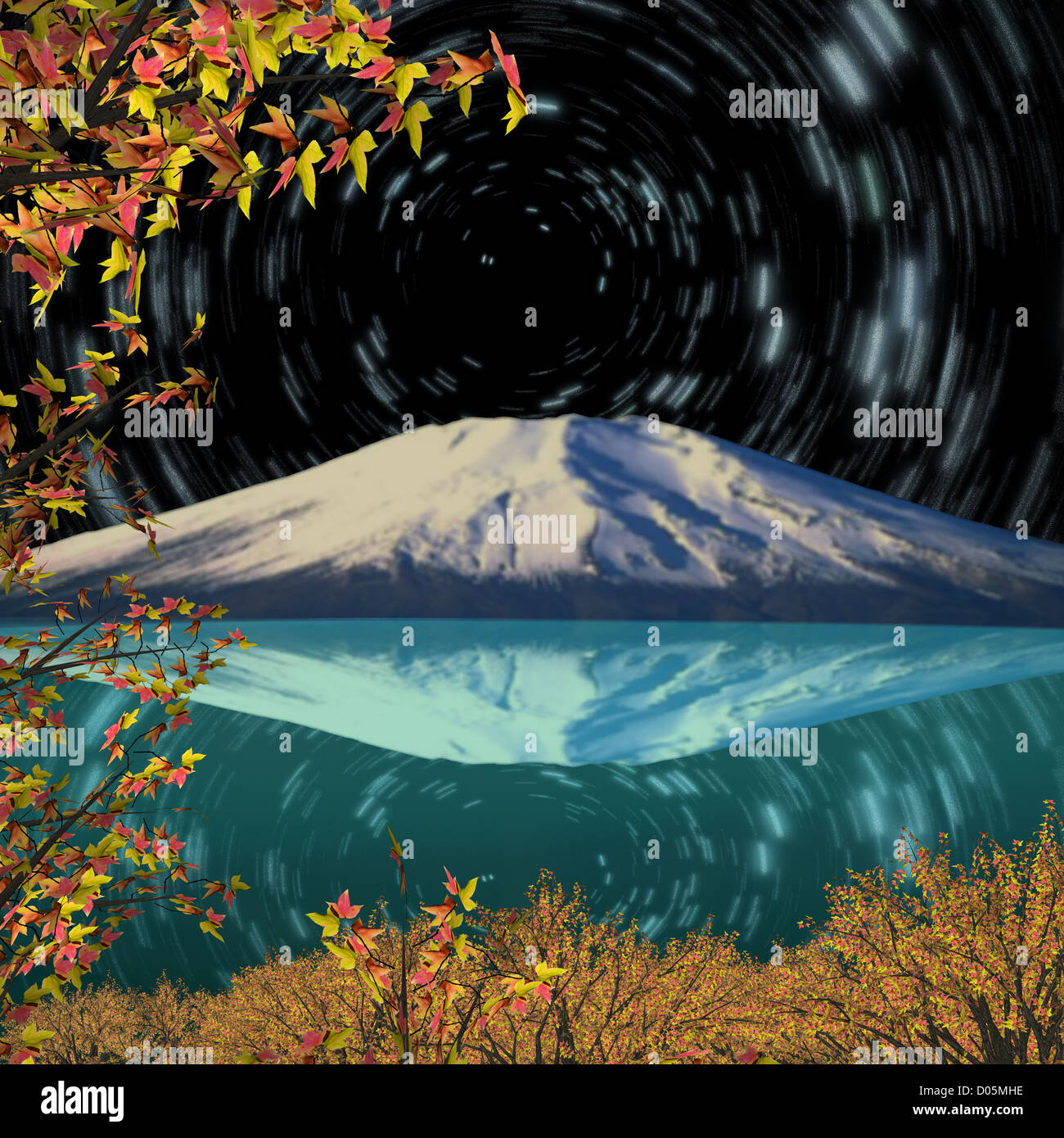 night view of Mount Fuji in Fall Stock Photo - Alamy