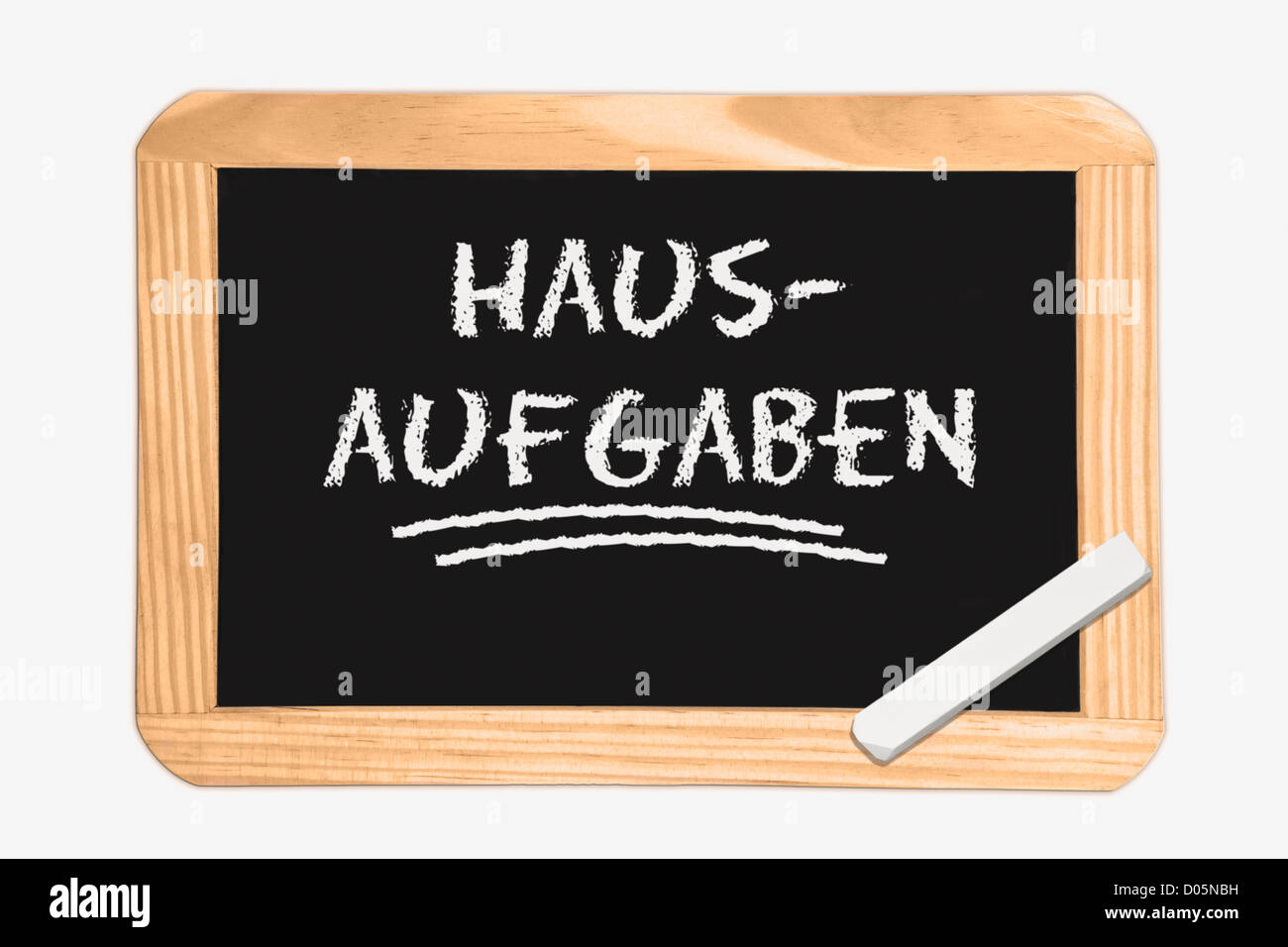 Detail photo of a Chalkboard with the German inscription homework ...