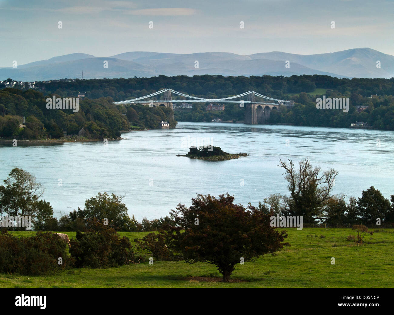 Original bridge over the Menai straits between Anglesey and England ...