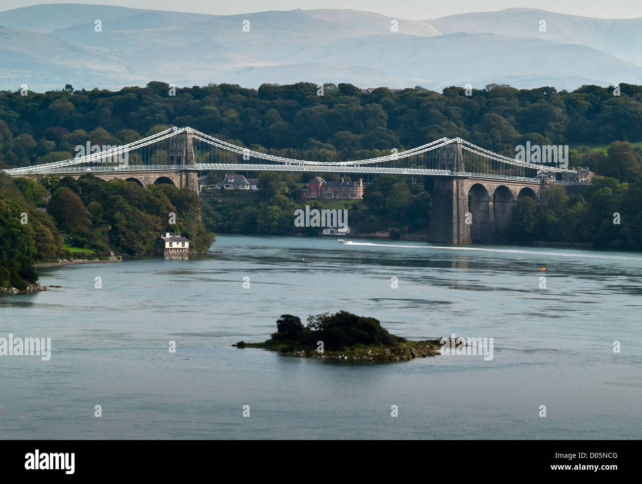 Original bridge over the Menai straits between Anglesey and England ...