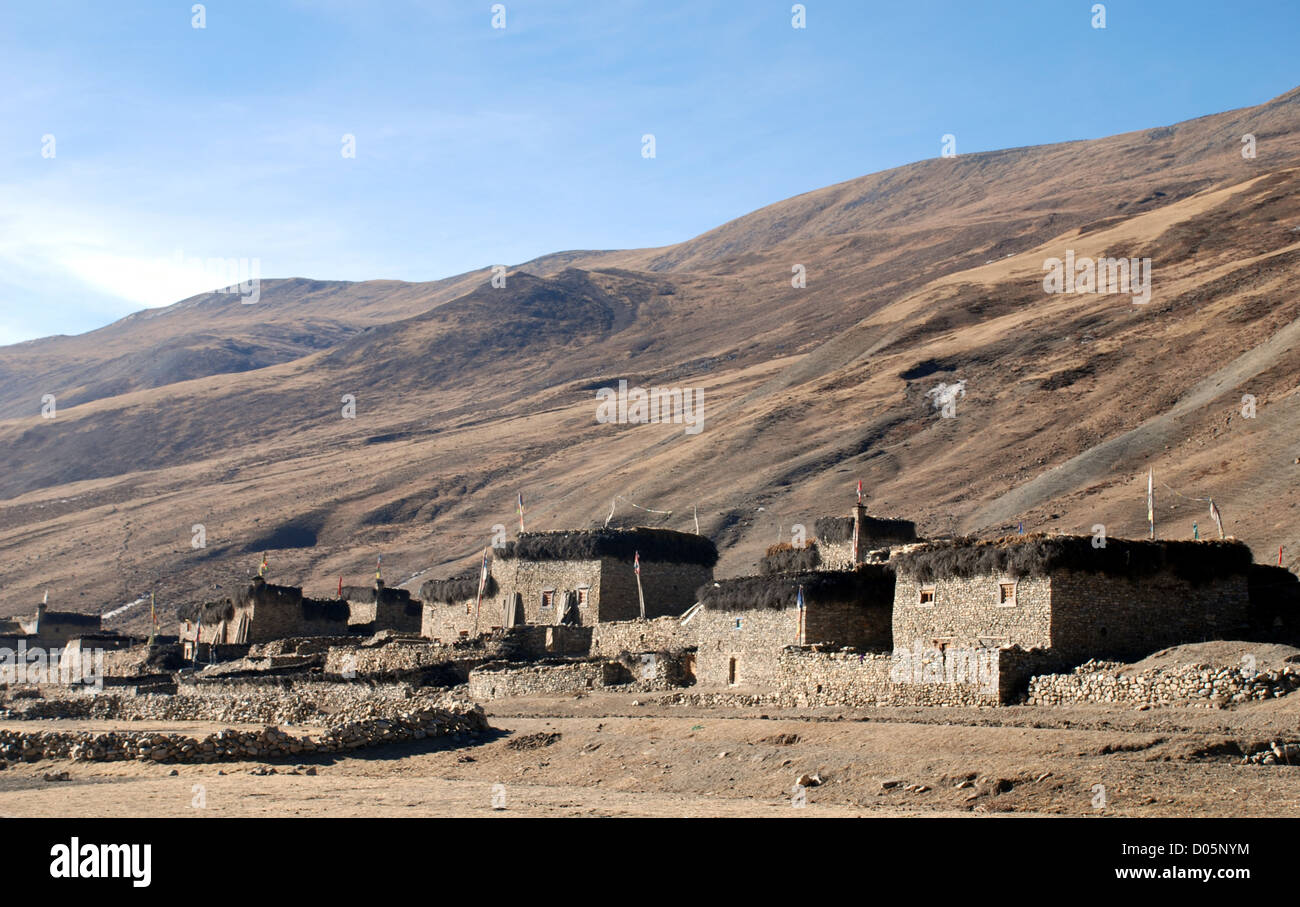 the Buddhist village of Tokyu high in the Dho Tarap valley in the Dolpo ...