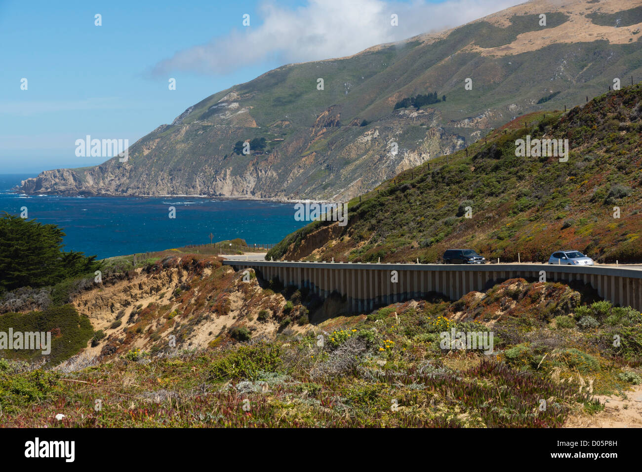 Cabrillo Highway, Route 1 Pacific Ocean drive. Big Sur national park ...