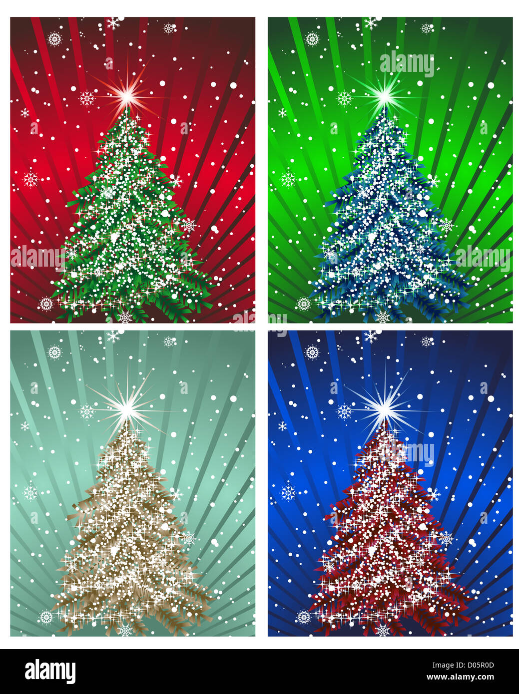 Set of Christmas card in different color. Fully editable EPS 8 vector ...
