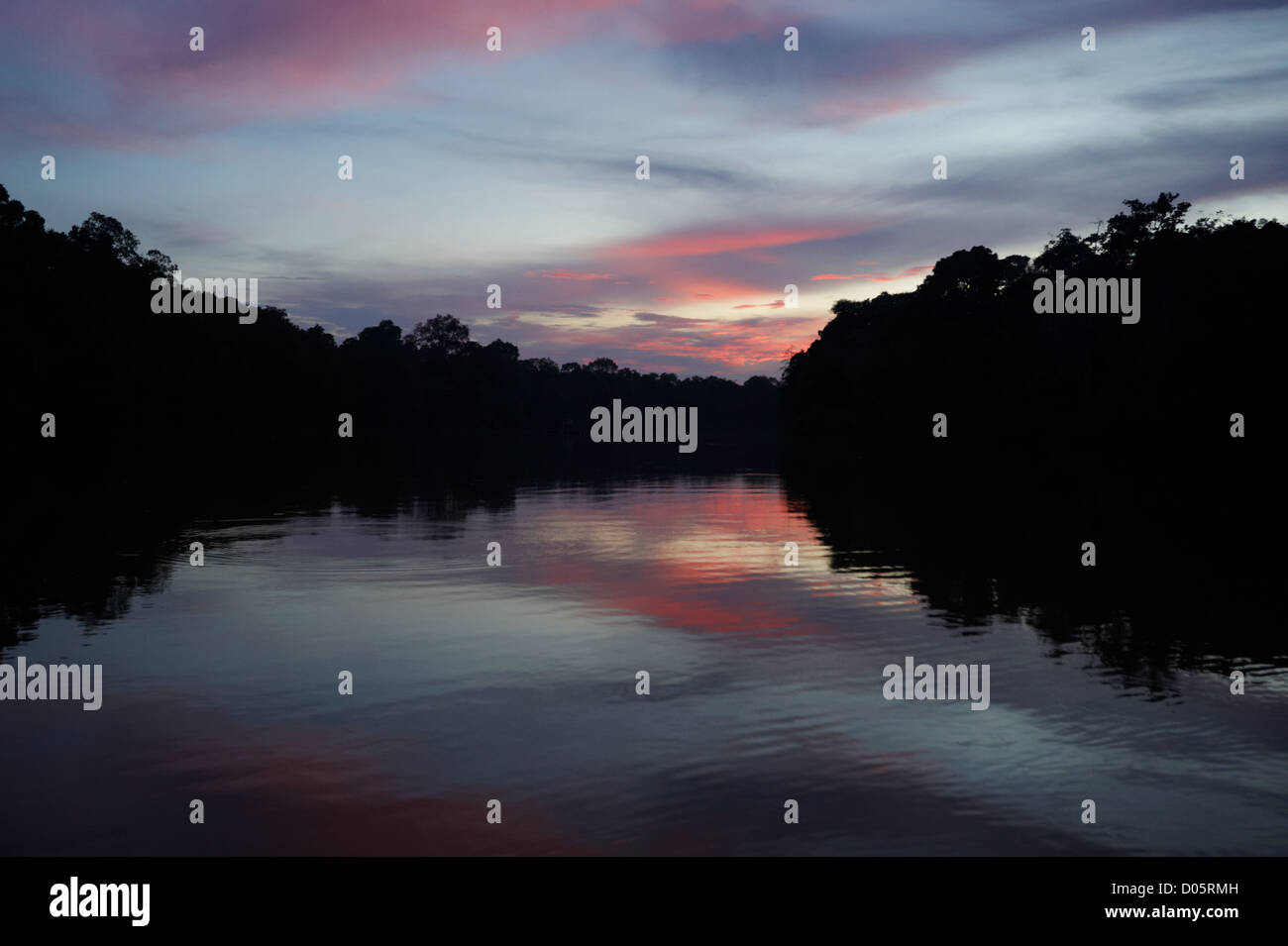 Sunset on Kinabatangan River, Sabah, Borneo Stock Photo - Alamy