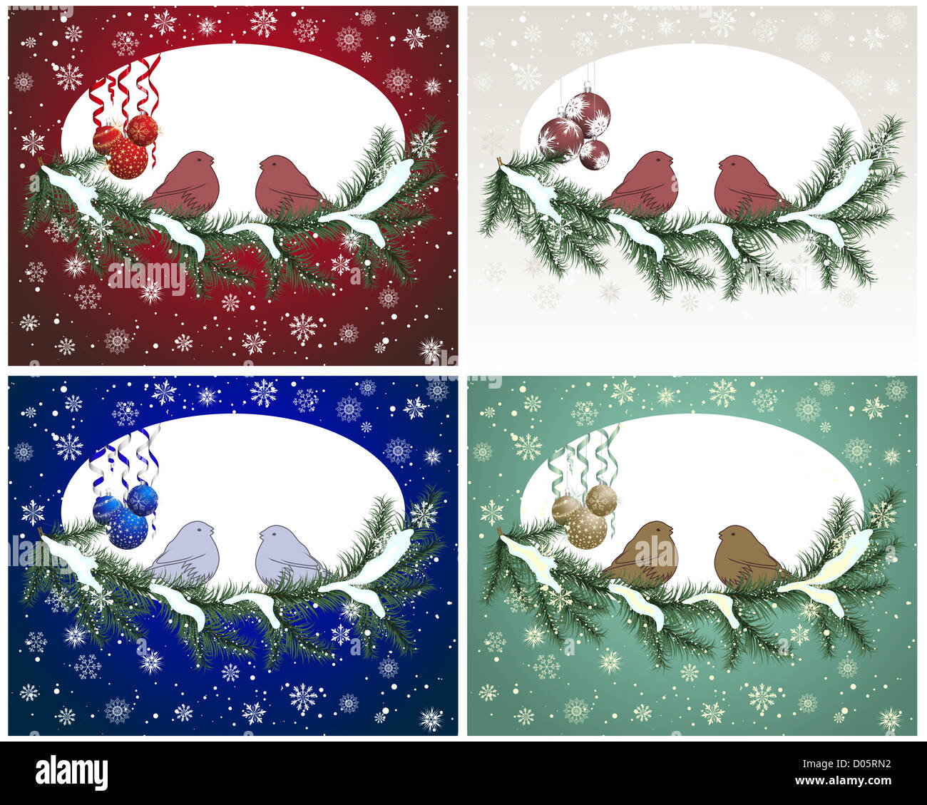 Set of Christmas card in different color. Fully editable EPS 8 vector ...
