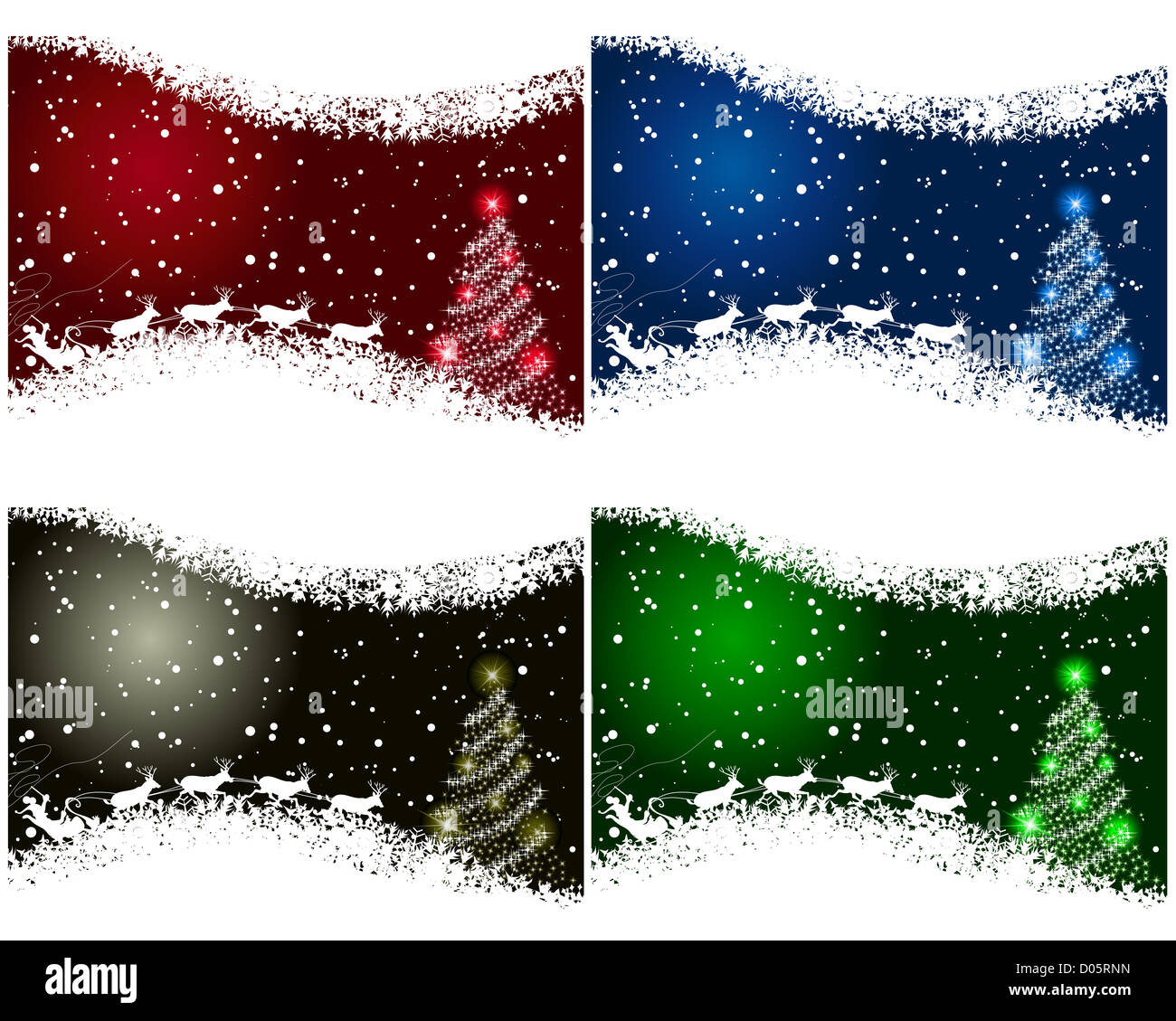Set of Christmas card in different color. Fully editable EPS 8 vector ...