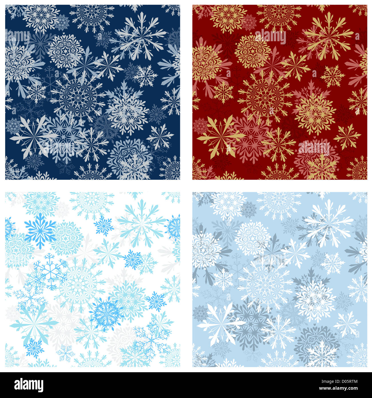 Set of seamless snowflake patterns in different color. Fully editable ...