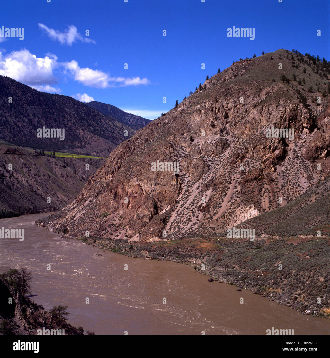 A view of the Fraser River First Nations fishing grounds at Bridge ...