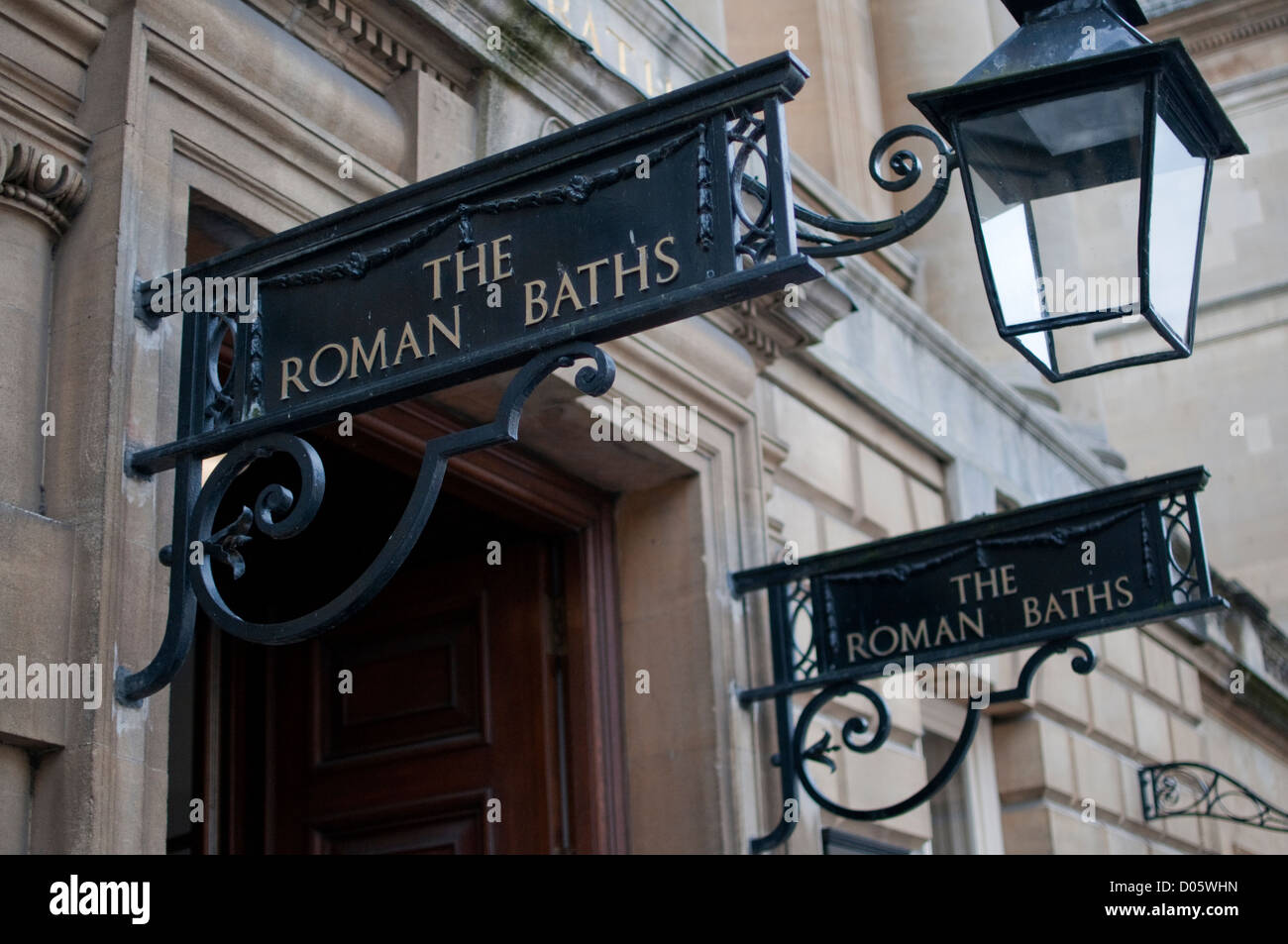 The Roman Baths sign, Bath, UK Stock Photo - Alamy