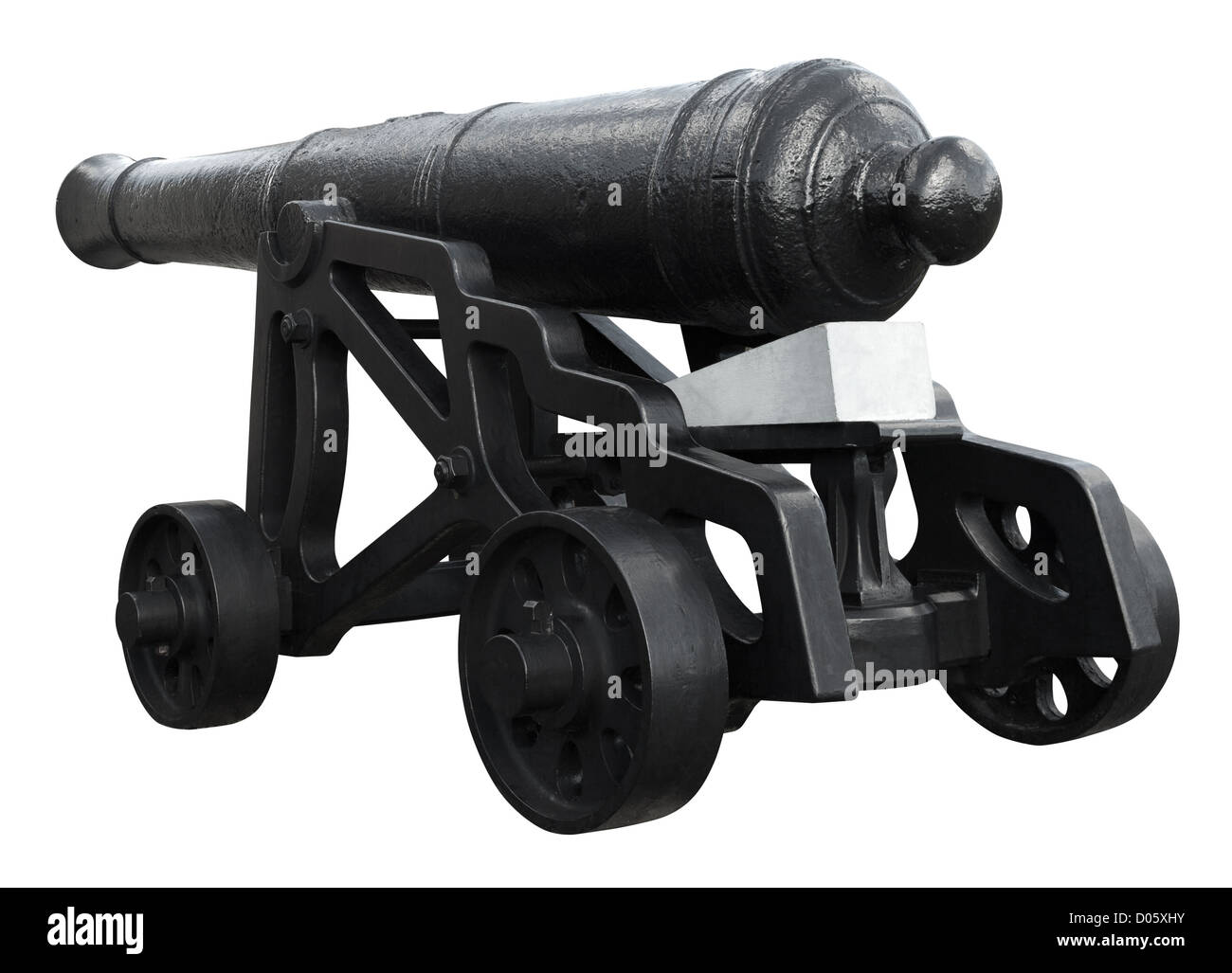 Isolated on white, restored 18th century cannon on wheels Stock Photo ...