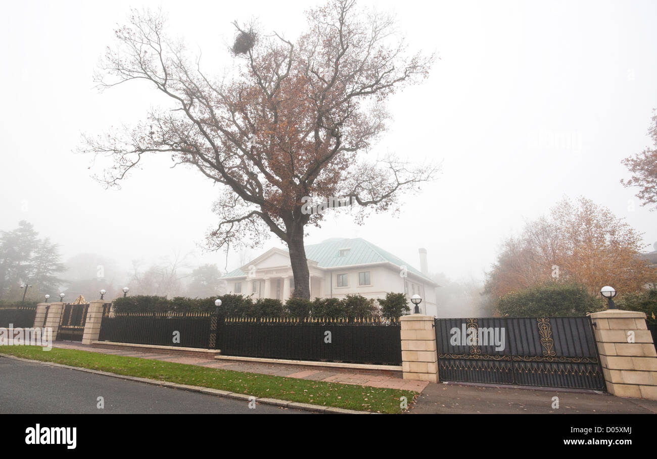 The Royal Mansion on a misty day, Bishops Avenue, Hampstead, London, N2 ...