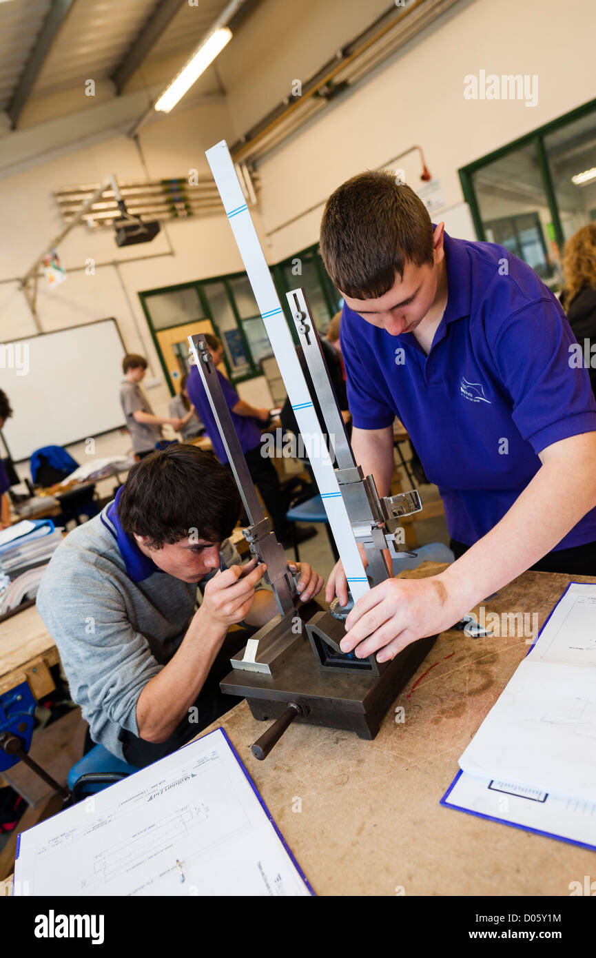 Teenage boys in a metal work design technology class at a secondary ...
