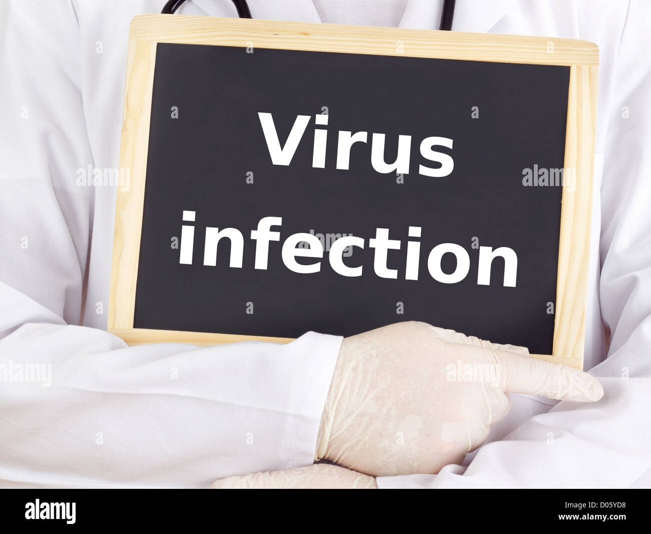 Doctor shows information: virus infection Stock Photo - Alamy