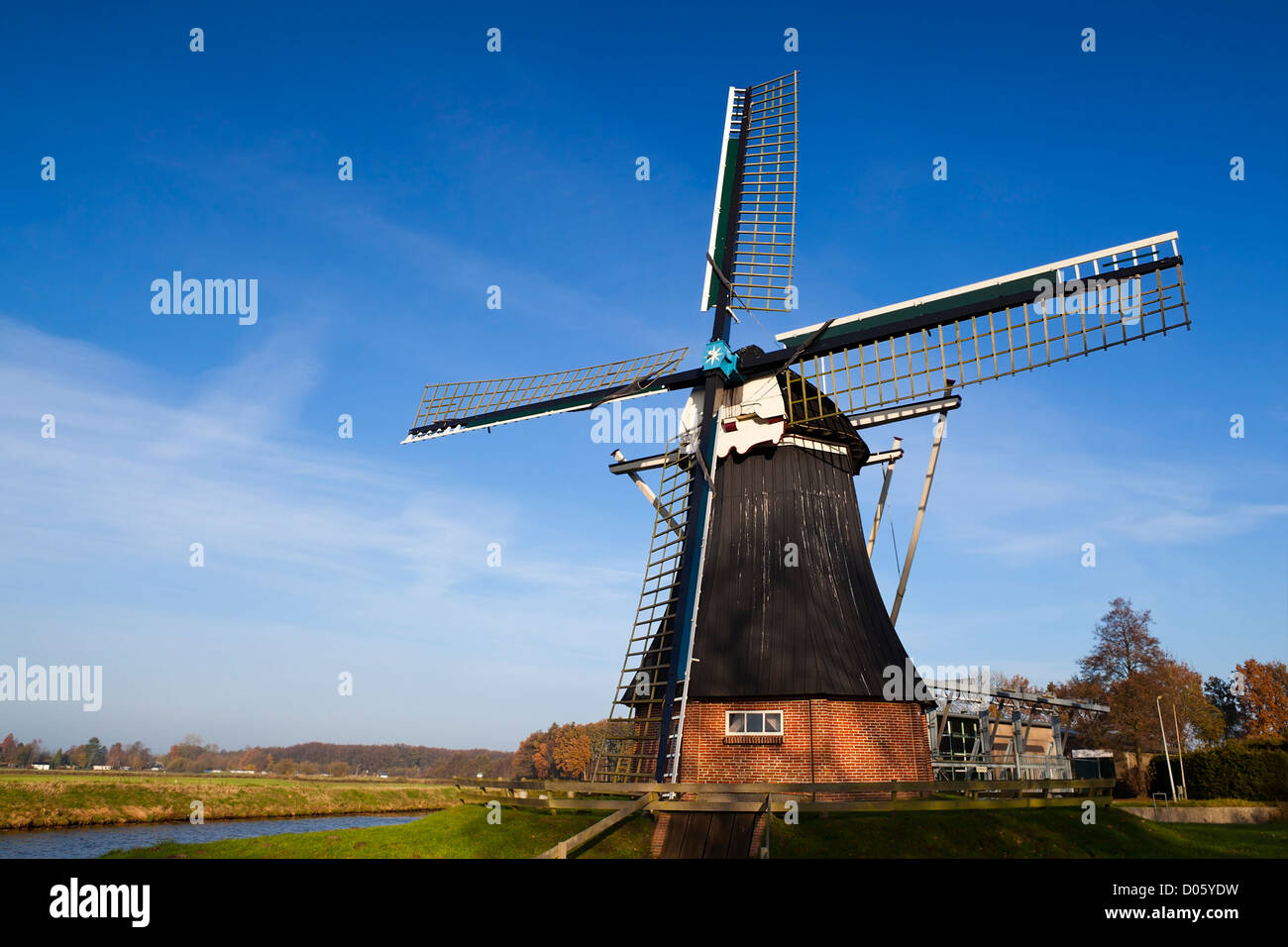 typical Dutch windmill over blue sky, Groningen Stock Photo - Alamy