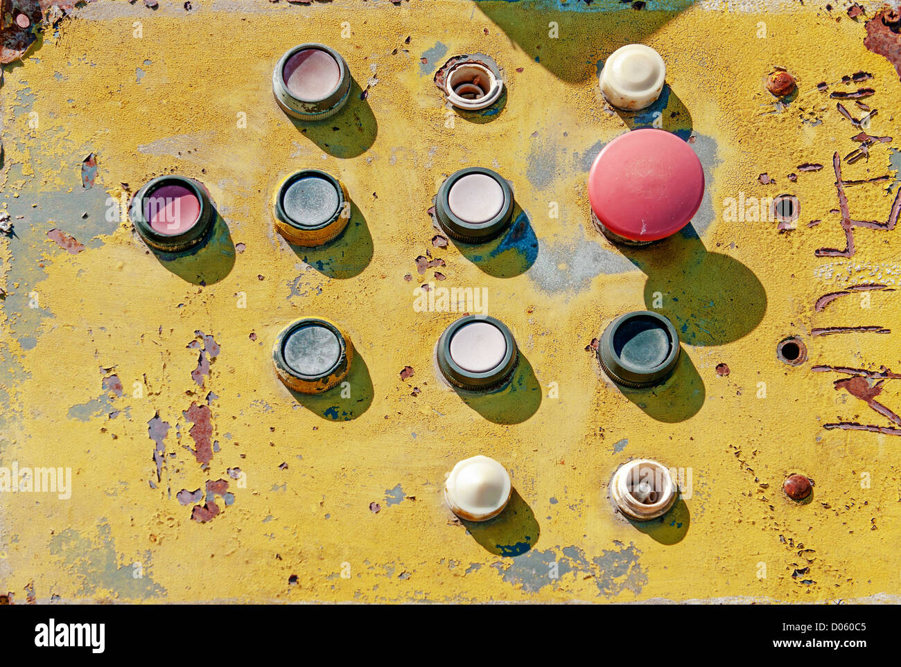 Old rusty control panel for devices , tools or machinery Stock Photo ...