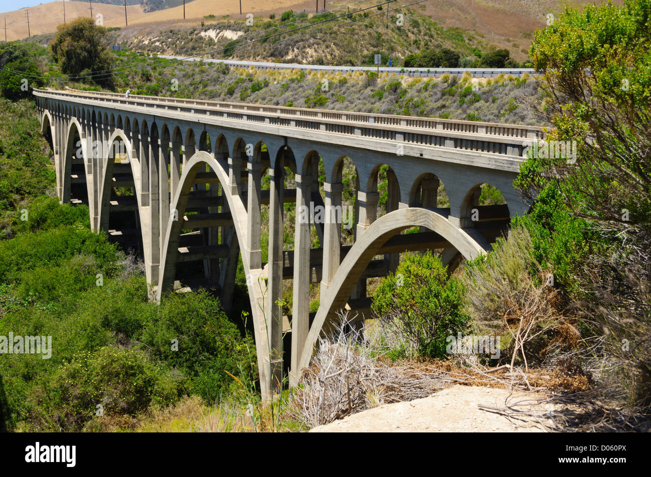 Arroyo Hondo Creek bridge, north of Santa Barbara. Historic concrete ...