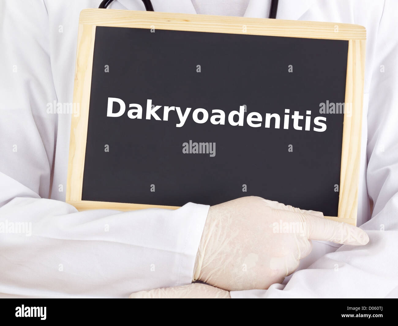 Doctor shows information: dacryoadenitis Stock Photo - Alamy