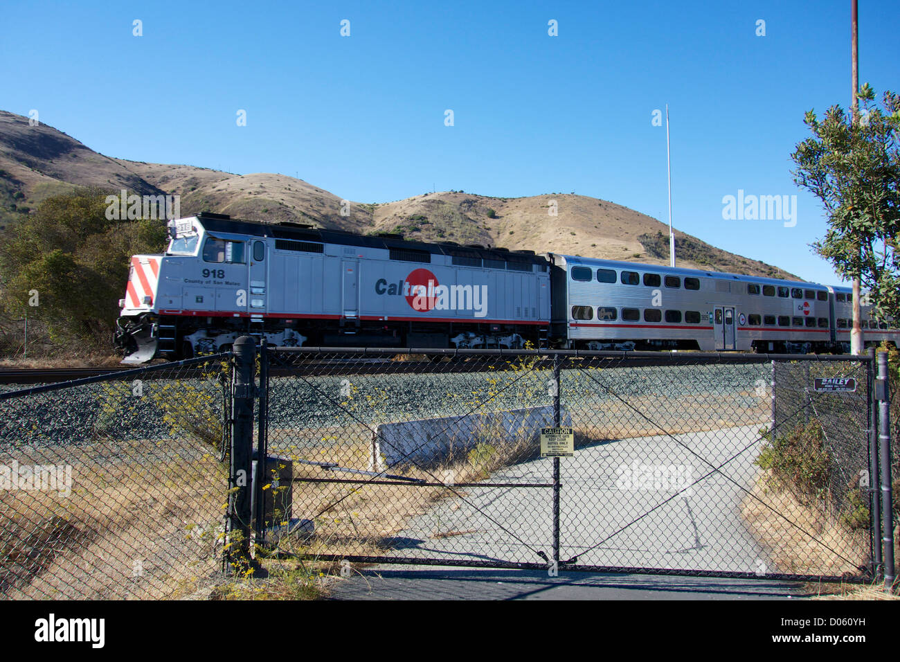 Caltrain commuter train rolling through South San Francisco, California ...
