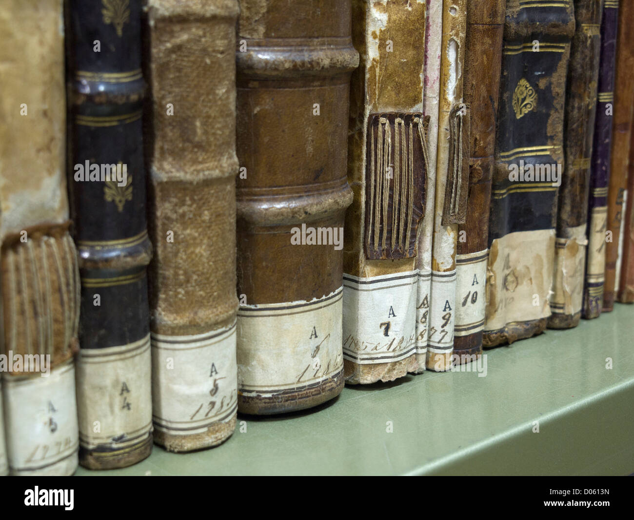 Old books on bookshelf Stock Photo - Alamy