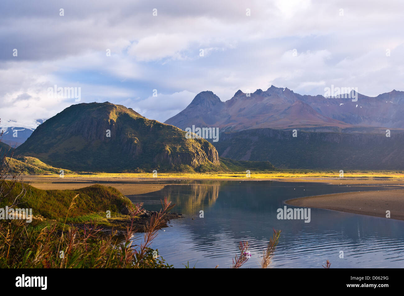 Tidal inlet and coastal mountain range near Chignik Alaska Stock Photo ...