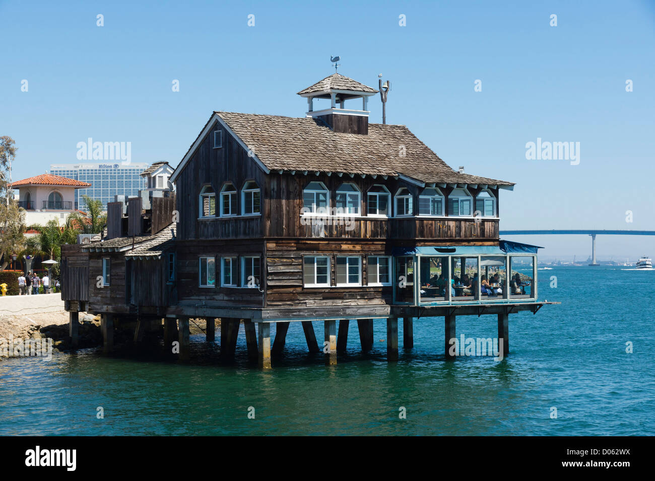 San Diego Seaport Village - harbor side restaurant Stock Photo - Alamy