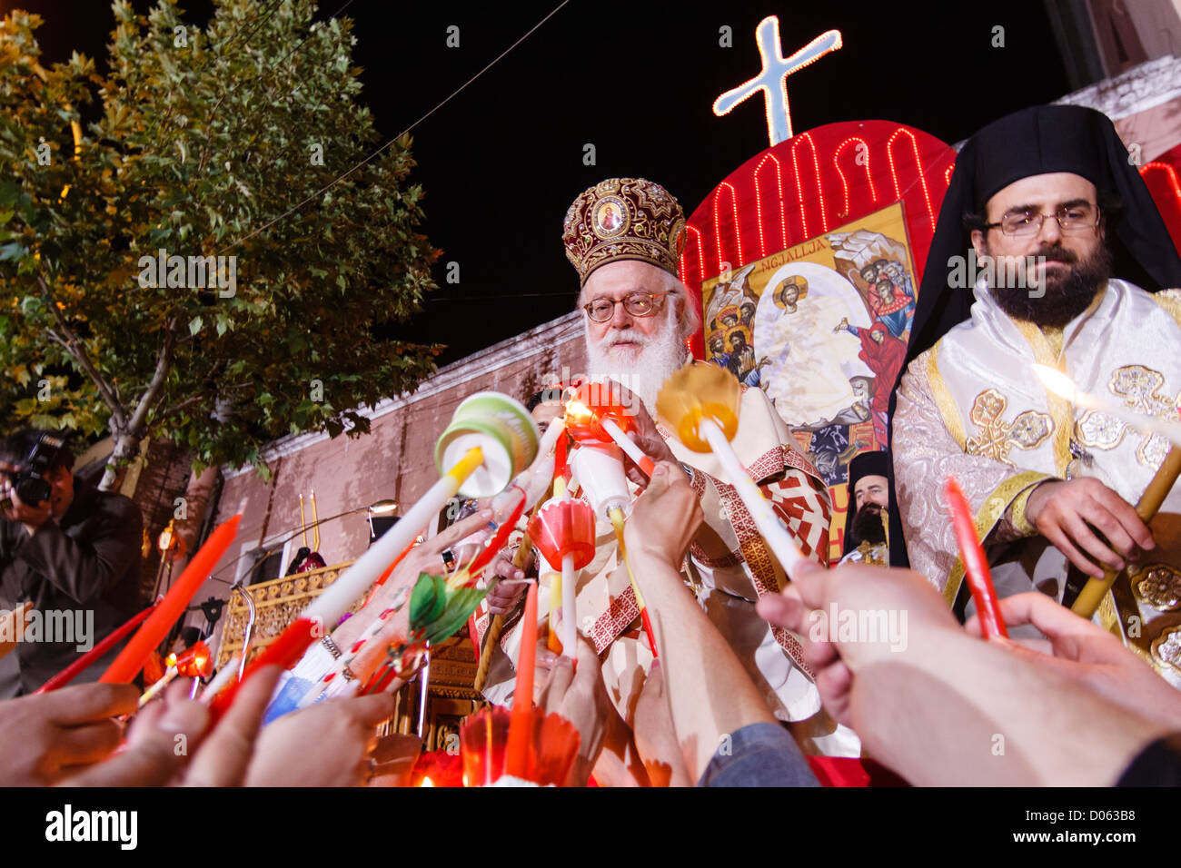 The Orthodox Patriarch attending the Easter ceremonies at Tirana ...