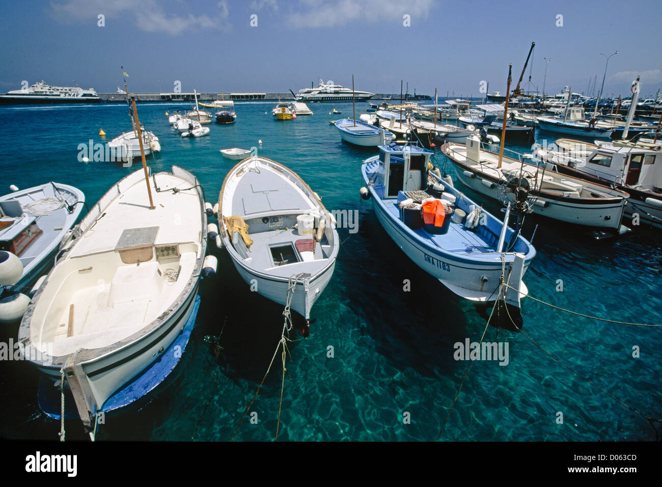 Small Fishing Boats Moored at Marina Grande, Capri, Campania, Italy ...