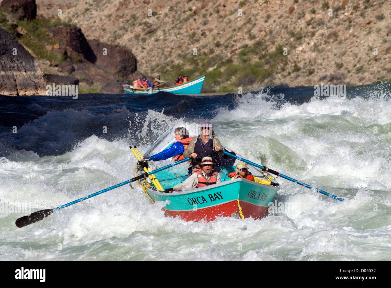 Running Lava Falls in a dory, Colorado River, Grand Canyon, Arizona ...