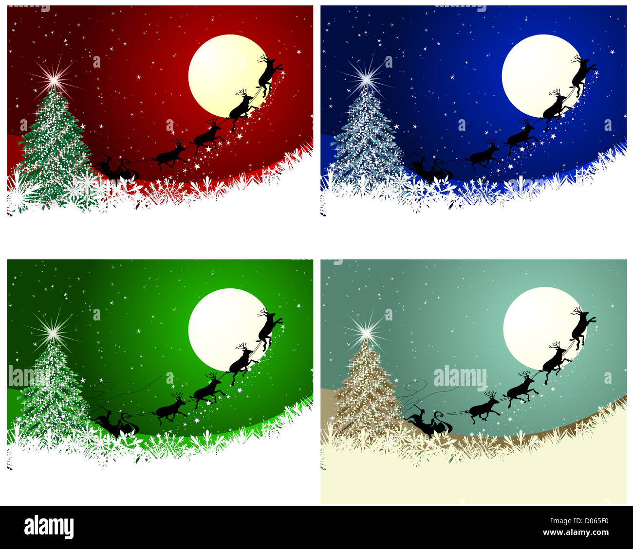 Set of Christmas card in different color. Fully editable EPS 8 vector ...