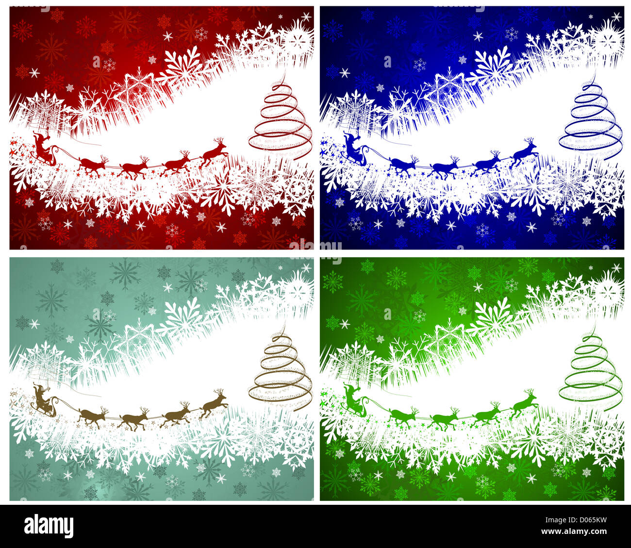 Set of Christmas card in different color. Fully editable EPS 8 vector ...