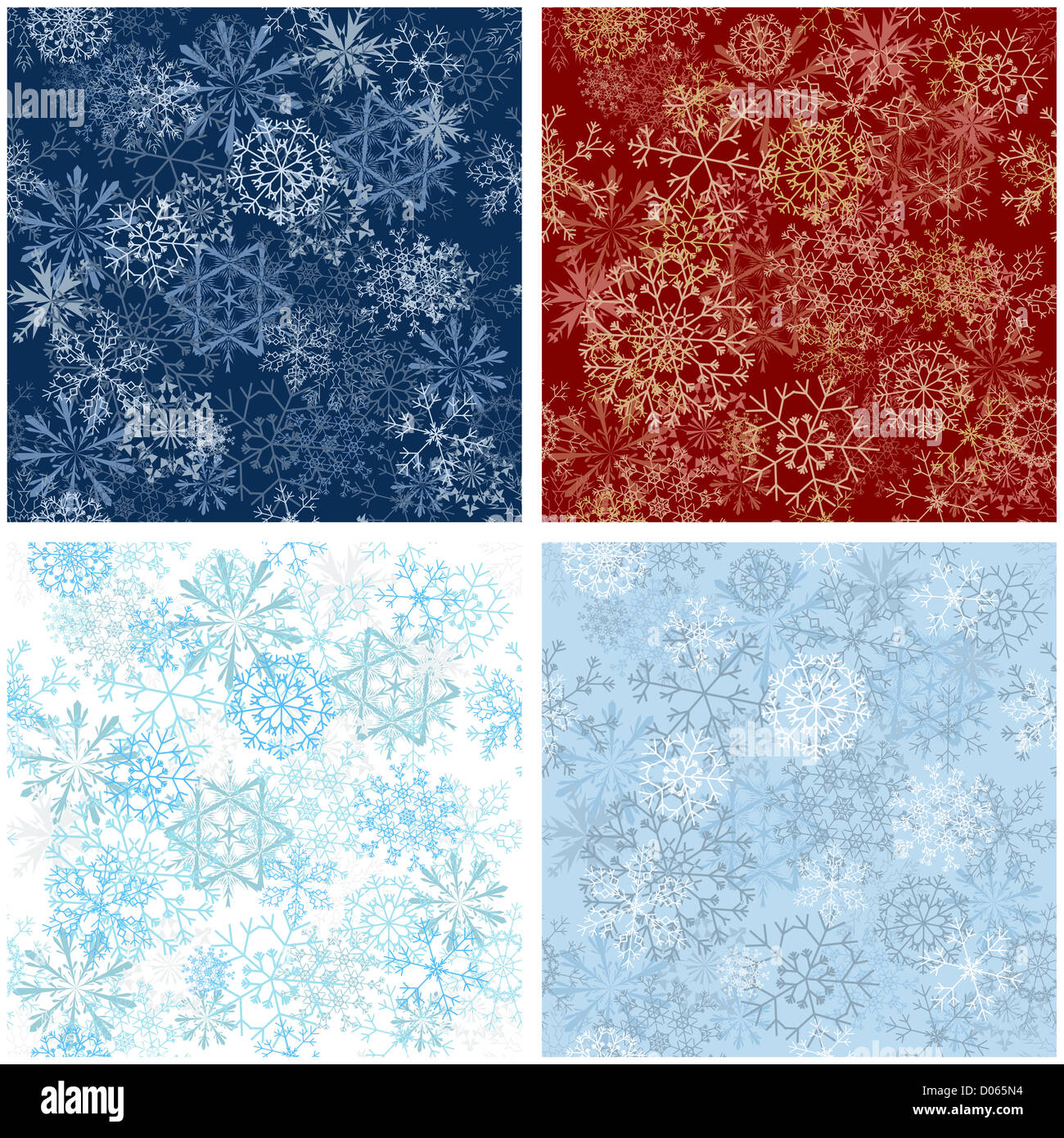 Set of seamless snowflake patterns in different color. Fully editable ...